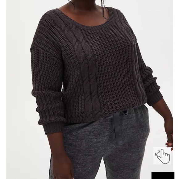 torrid | Sweaters | Torrid Chunky Pullover Tie Back Drop Shoulder ...